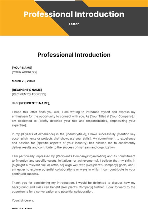 Free Professional Introduction Letter Template To Edit Online