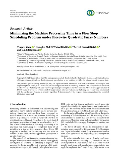 Pdf Minimizing The Machine Processing Time In A Flow Shop Scheduling Problem Under Piecewise