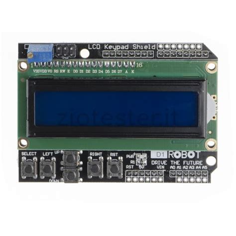 Lcd1602 Lcd Keypad Shield Blue Backlight Vendita Online Su Ziotester