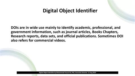 Digital Object Identifier DOI Introduction PPTX