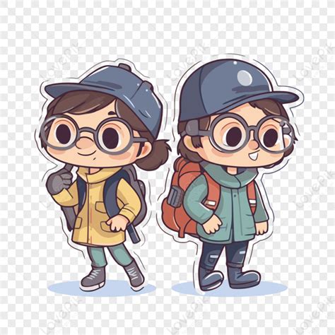 배낭 두 만화 사람 벡터상표 Png 일러스트 무료 다운로드 Lovepik