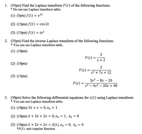solved 1 35pts find the laplace transform f s of the