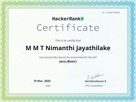 Nimanthi Jayathilake On Linkedin Hackerrank Java Continuouslearning
