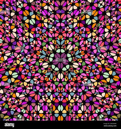 Colorful Round Mosaic Pattern Background Design Hypnotic Floral Circular Vector Art Stock