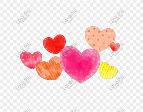 컬러 복숭아 마음 손으로 그린 그림 Png 일러스트 무료 다운로드 Lovepik