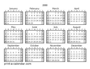 Download 2000 Printable Calendars