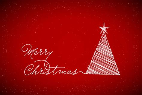 흰색 삼각형 모양의 나무는 낙서와 문자 메시지 메리 크리스마스와 활기찬 어두운 적갈색 빨간색 수평 크리스마스 축제 벡터 배경의 상단에 하나의 별으로 가득 0명에 대한 스톡