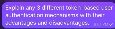 Solved Explain Any 3 Different Token Based User