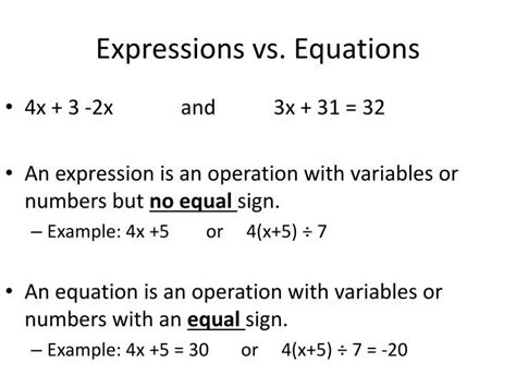 Expression Vs Equation