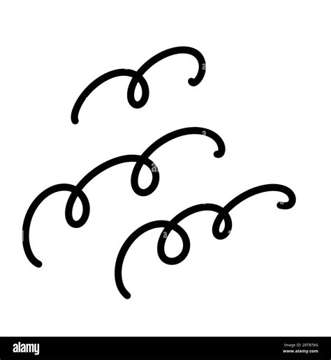 Black Hand Drawn Curved Swirled Line Art Abstract Set Scribble Curly