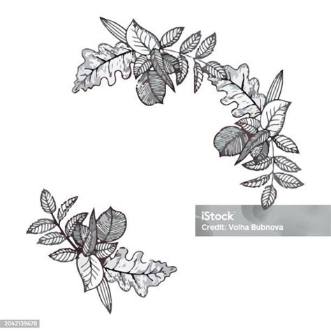 낙서 스타일로 단풍의 손으로 그린 화환입니다 흰색 배경에 벡터 그림입니다 10월에 대한 스톡 벡터 아트 및 기타 이미지 10월 11월 9월 Istock