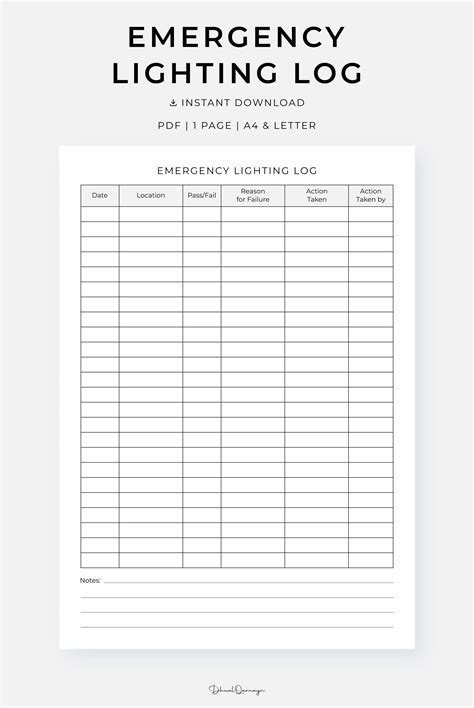 Free Printable Emergency Lighting Test Log Template Fanny Printable