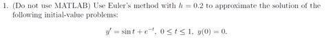 Solved Use Euler S Method With H To Approximate The Chegg Com