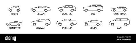 Set Of Linear Cars Vector A Collection Of Classic Types Of Car Body