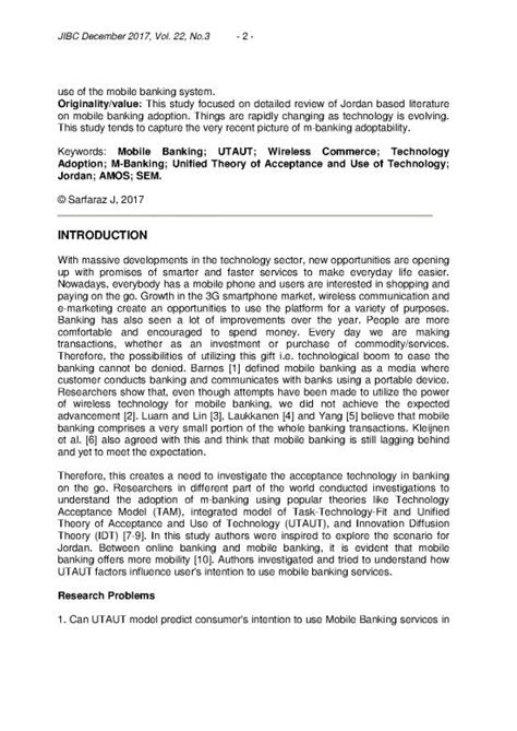 Technology Pdf 85161 Unified Theory Of Acceptance And Use Of Technology Utaut Modelmobile Banking