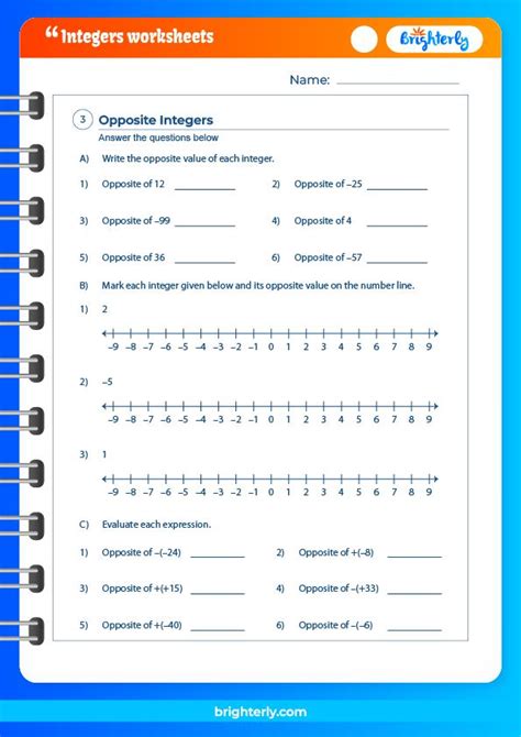 Free Printable 7th Grade Integers Worksheets Pdfs Brighterly