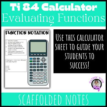 Function Notation TI 84 Calculator Notes Algebra 1 TEKS A 12B