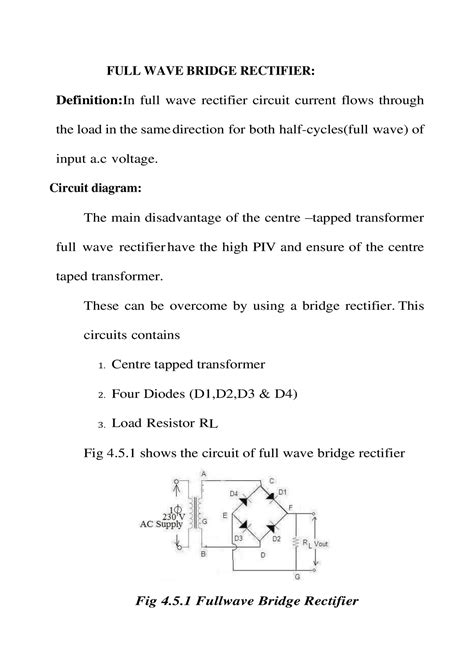 FULL WAVE Bridge Rectifier FULL WAVE BRIDGE RECTIFIER Definition In Full Wave Rectifier