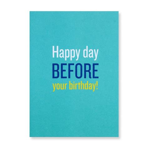 Happy Day Before Your Birthday Greeting Card Etsy