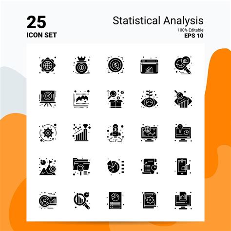 25 Statistical Analysis Icon Set 100 Editable Eps 10 Files Business