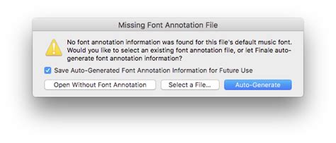 Missing Font Annotation File Dialog Box
