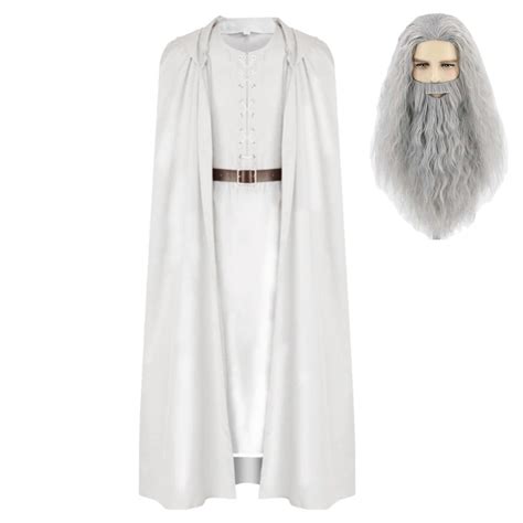 The Hobbit Gandalf White Robe Outfits Cosplay Costume Halloween Carniv