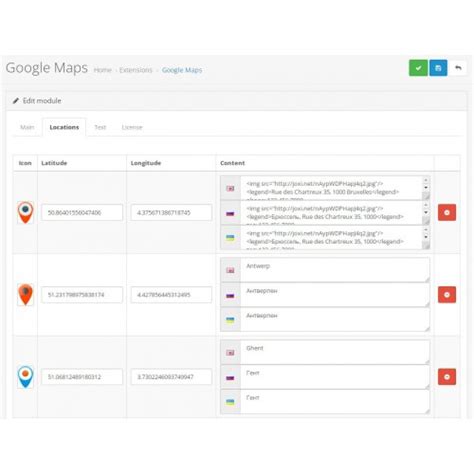 OpenCart Google Maps Show Any Locations On Own Map