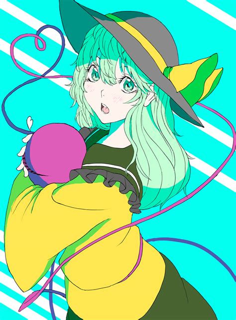 Safebooru Blush Green Eyes Green Hair Hat Heart Komeiji Koishi Long