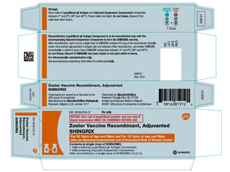 Approval Lapsed Shingrix Zoster Vaccine Recombinant Adjuvanted Powder Vial And Suspension