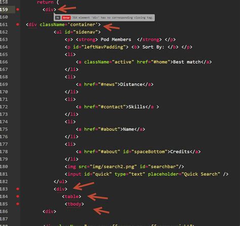 javascript need help finding the unterminated jsx contents stack