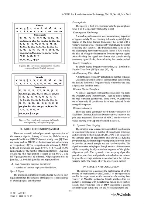 Marathi Isolated Word Recognition System Using Mfcc And Dtw Features Pdf