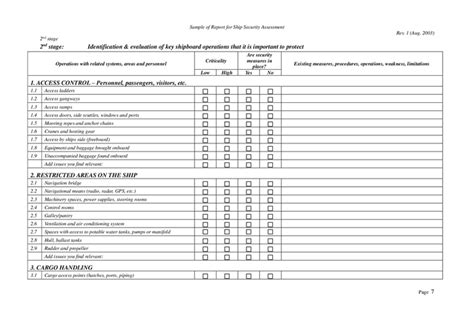 Sample Of Report For Ship Security Assessment In Word And Pdf Formats