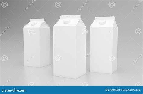 Three Milk Packaging One Liters Carton Mockup Template Stock