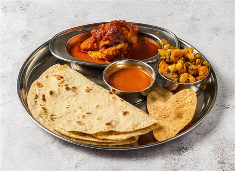 Chicken Thali Set With Chicken Korma Mixed Vegetable Of Aloo Gobi