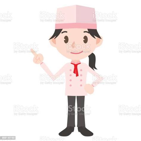 젊은 여 자가 요리 만화 캐릭터 가리키는 손 기호 클립 아트 1에 대한 스톡 벡터 아트 및 기타 이미지 1 가리키기 광고 Istock