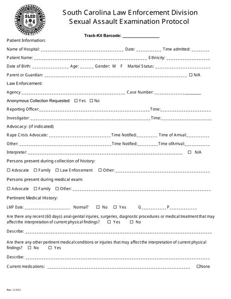 South Carolina Sexual Assault Examination Protocol Box Style Download