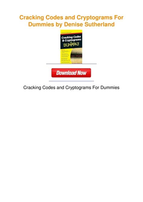 Ppt Cracking Codes And Cryptograms For Dummies By Denise Sutherland