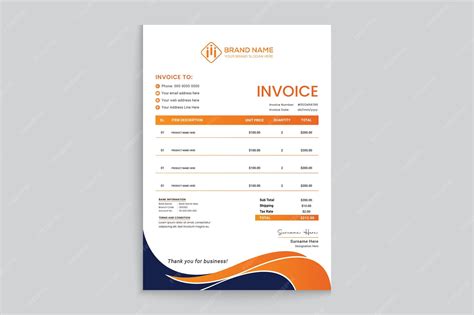 Diseño De Plantilla De Factura Creativa Vector Premium
