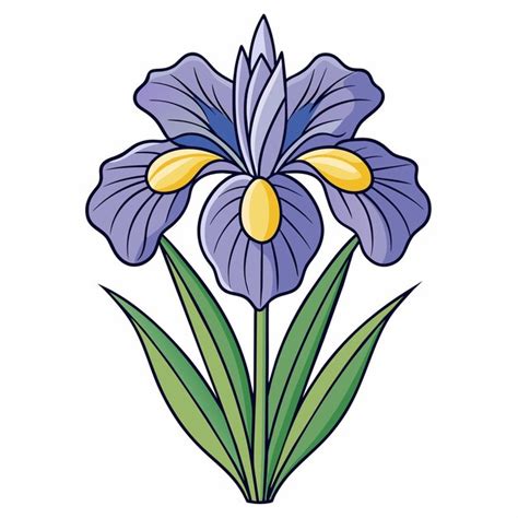 Premium Vector Iris Flower Cartoon Style Icon Vector Clipart Illustration