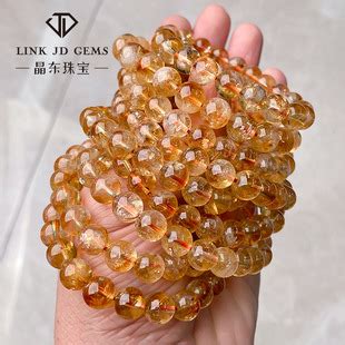 晶东珠宝 天然黄塔晶手链蜂蜜奶盖手饰金黄色女生黄水晶手链批发 阿里巴巴