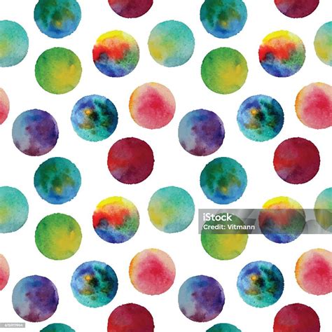 매끄러운 패턴 수채화 벡터 추상 적 배경 둥근 브러시 스트로크 흰색에 기하 도형에 대한 스톡 벡터 아트 및 기타 이미지 기하 도형 노랑 다중 색상 Istock