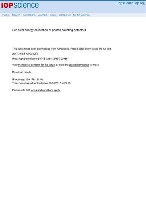 Pdf Per Pixel Energy Calibration Of Photon Counting Detectors