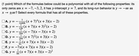 Solved Point Which Of The Formulas Below Could Be A Chegg Com