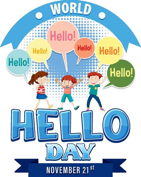 World Hello Day Poster Design 14000087 Vector Art At Vecteezy