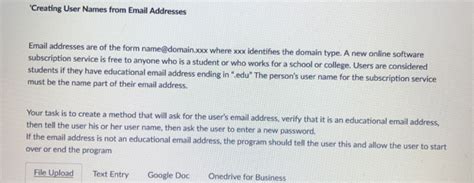 Solved Email Addresses Are Of The Form Name Domain Xxx Where Chegg Com