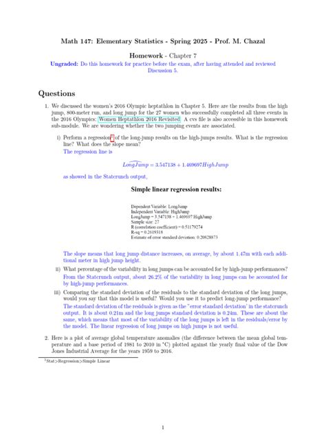 Homework Ungraded Solutions Pdf Errors And Residuals Regression Analysis