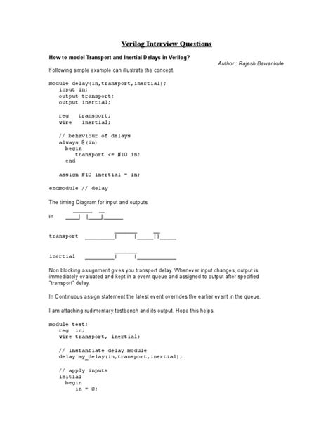 Verilog Interview Questions Pdf Electrical Engineering Computer Engineering