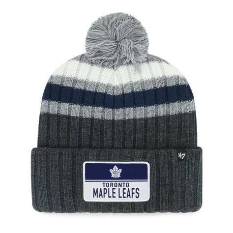 toronto maple leafs stack 47 cuffed knit grey toque