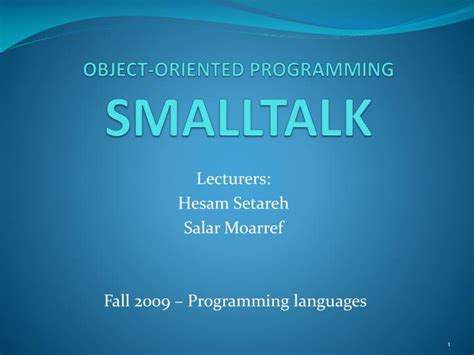 Ppt Object Oriented Programming Smalltalk Powerpoint Presentation