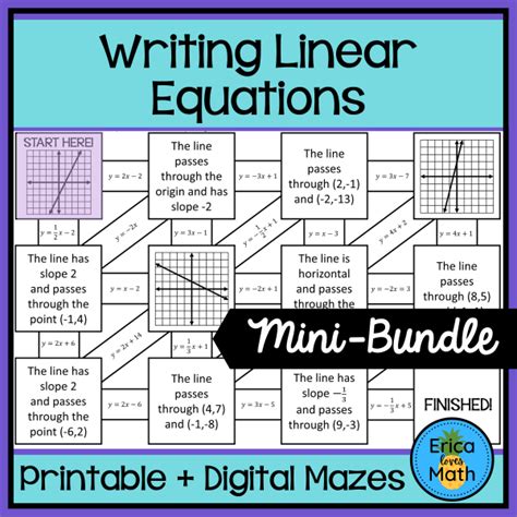 Writing Linear Equations Activity Printable And Digital Maze Made By Teachers